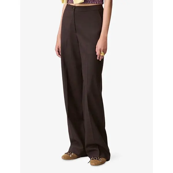 Claudie Pierlot Straight-leg Mid-rise Stretch Wool-blend Trousers