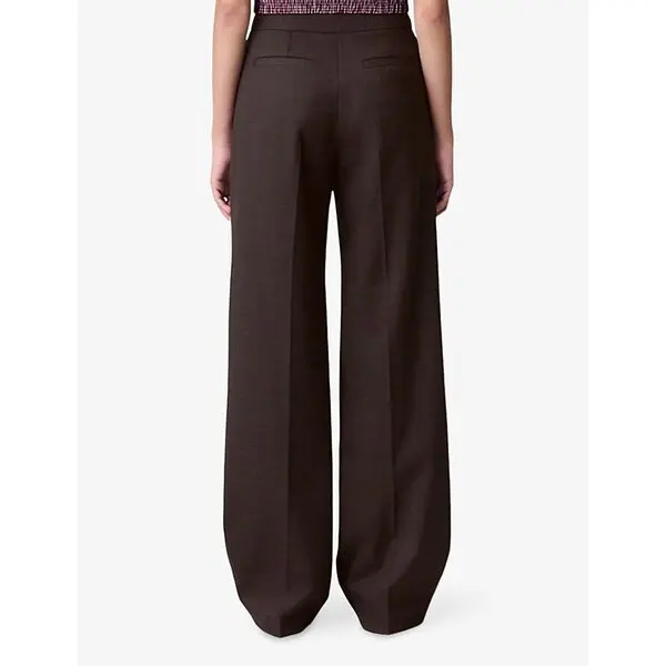Claudie Pierlot Straight-leg Mid-rise Stretch Wool-blend Trousers