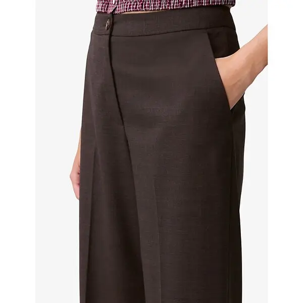 Claudie Pierlot Straight-leg Mid-rise Stretch Wool-blend Trousers