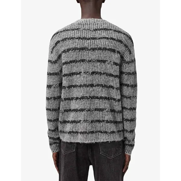 ALLSAINTS Dissolved Striped Knitted Jumper - Grey/black