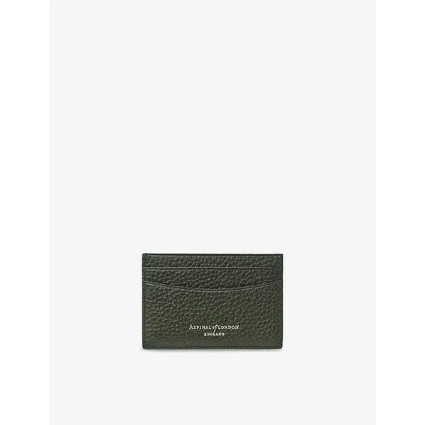 ASPINAL OF LONDON Slim Logo-embossed Leather Card Holder - Forestgreen