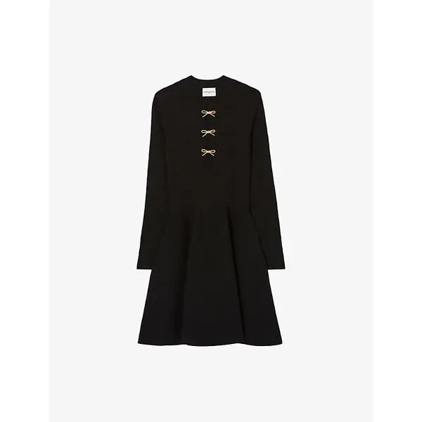 Claudie Pierlot Knot Long-sleeve Mini Dress