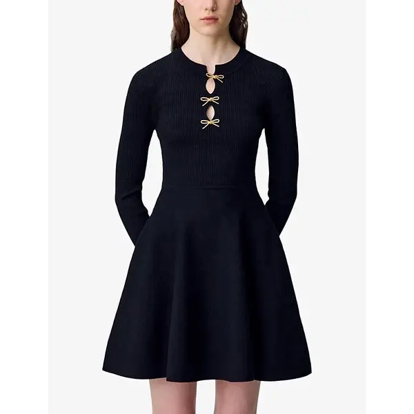 Claudie Pierlot Knot Long-sleeve Mini Dress