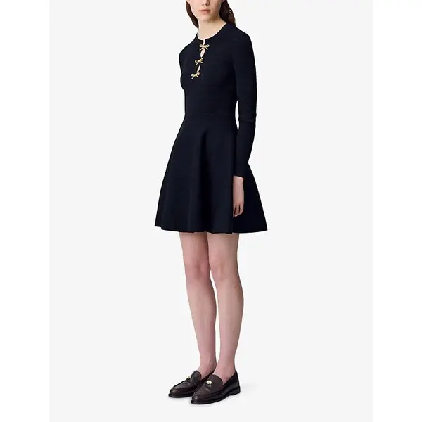 Claudie Pierlot Knot Long-sleeve Mini Dress