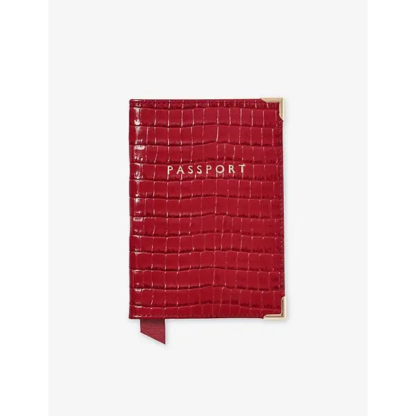 ASPINAL OF LONDON Plain Leather Passport Cover - Cherry