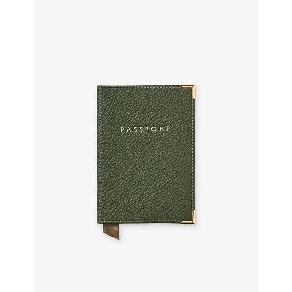 ASPINAL OF LONDON Plain Leather Passport Cover - Racing Green