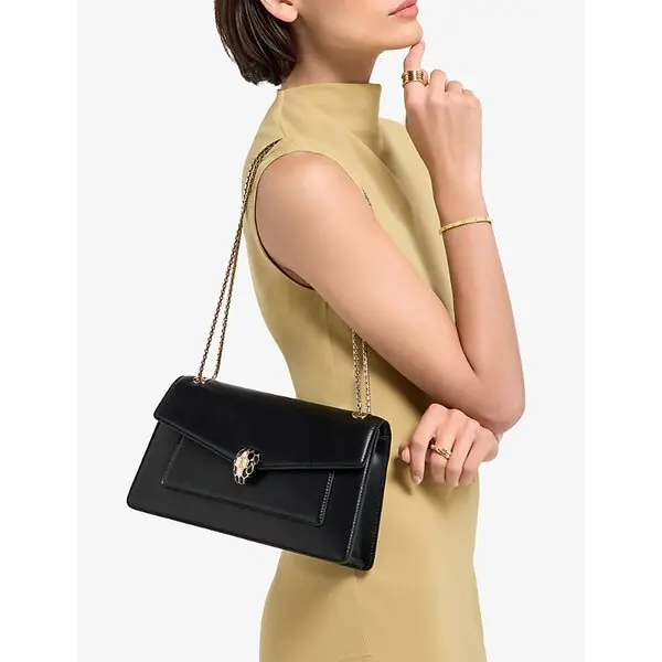 BVLGARI Serpenti Forever Medium Shoulder Bag - Black