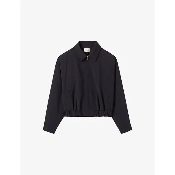 Claudie Pierlot Logo-embroidered Collared Stretch Wool-blend Jacket