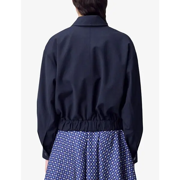 Claudie Pierlot Logo-embroidered Collared Stretch Wool-blend Jacket