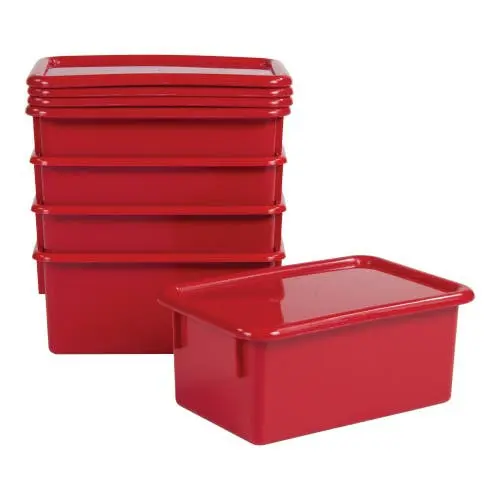KAPLAN EARLY LEARNING COMPANY Storage Bins With Lidsset Of 5 - Red