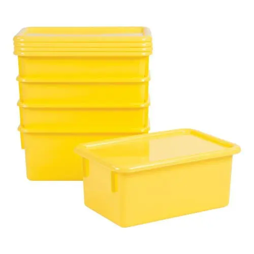 KAPLAN EARLY LEARNING COMPANY Storage Bins With Lidsset Of 5 - Yellow