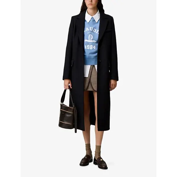 Claudie Pierlot Long Straight Wool-blend Coat