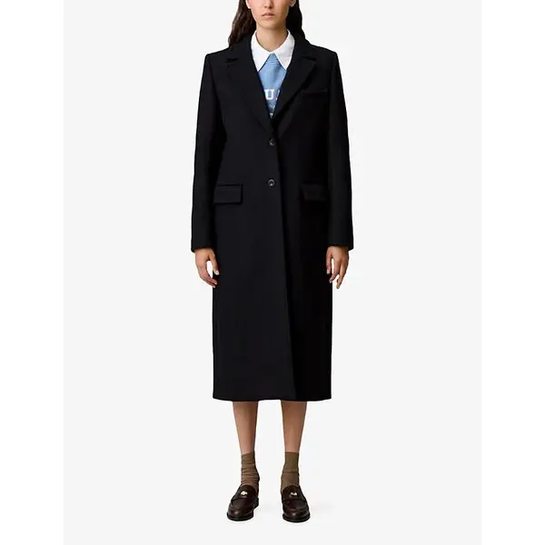 Claudie Pierlot Long Straight Wool-blend Coat
