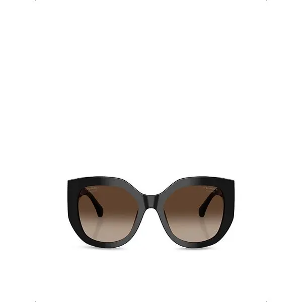 Chanel Butterfly-frame Acetate Sunglasses - Black