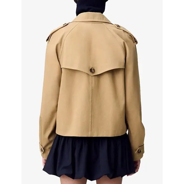 Claudie Pierlot Open-collar Relaxed-fit Cotton Trench Jacket - Camel