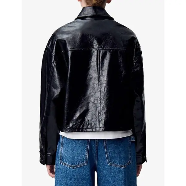 Claudie Pierlot Collared Relaxed-fit Leather Jacket