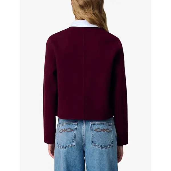 Claudie Pierlot Contrast-collar Cropped Wool Jacket