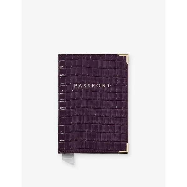 ASPINAL OF LONDON Croc-embossed Patent-leather Passport Cover - Fig