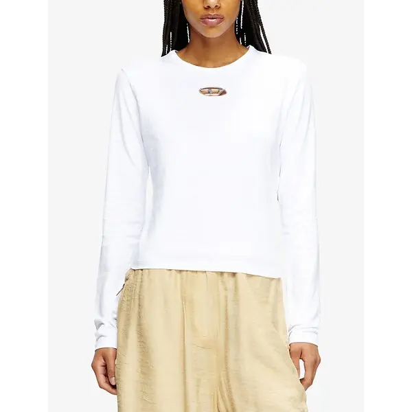 DIESEL® Cotton-jersey Top With Brand Embellishment - 100