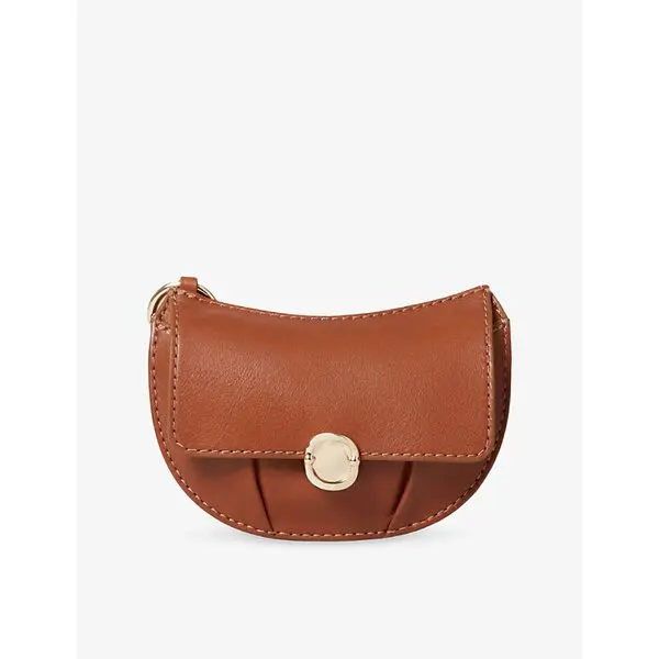 Claudie Pierlot Logo-embossed Leather Coin Purse - Camel