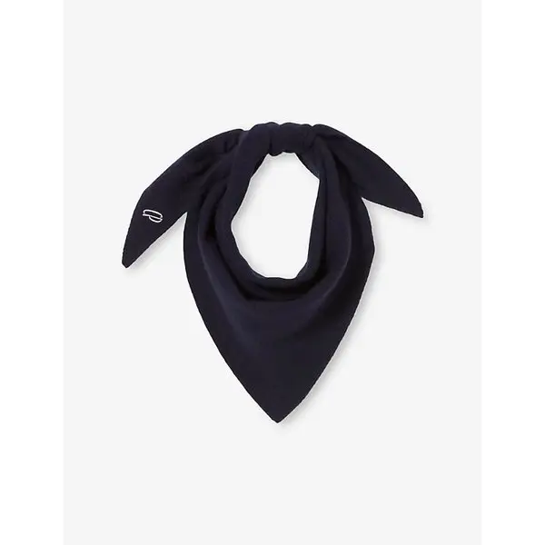 Claudie Pierlot Logo-embroidered Wool And Cashmere Scarf - Navy