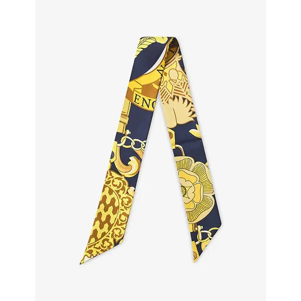 ASPINAL OF LONDON Skinny Silk Scarf - Navy