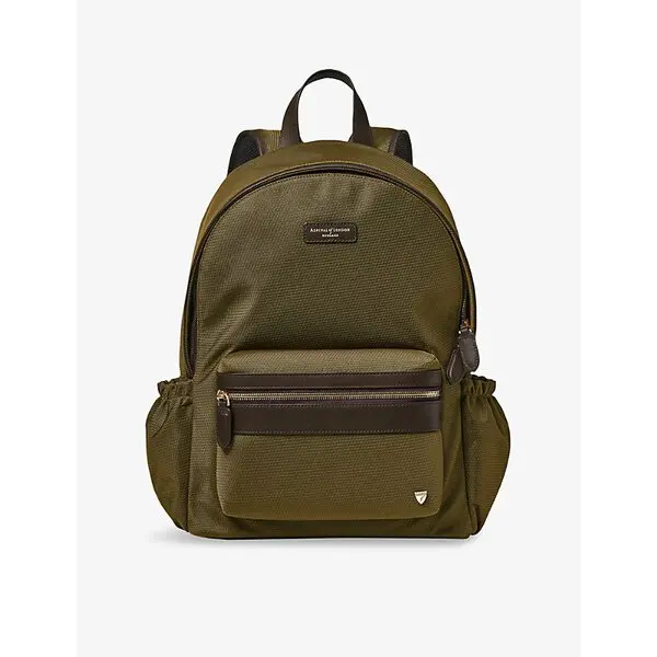 ASPINAL OF LONDON Logo-embellished Woven Backpack - Khaki