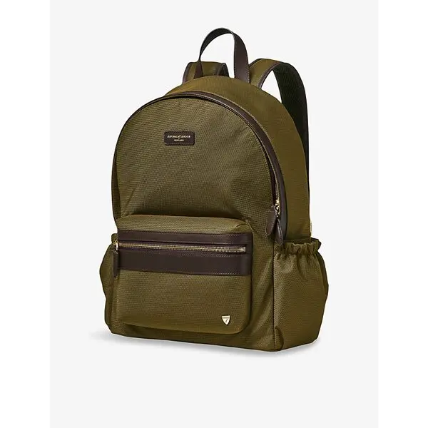 ASPINAL OF LONDON Logo-embellished Woven Backpack - Khaki