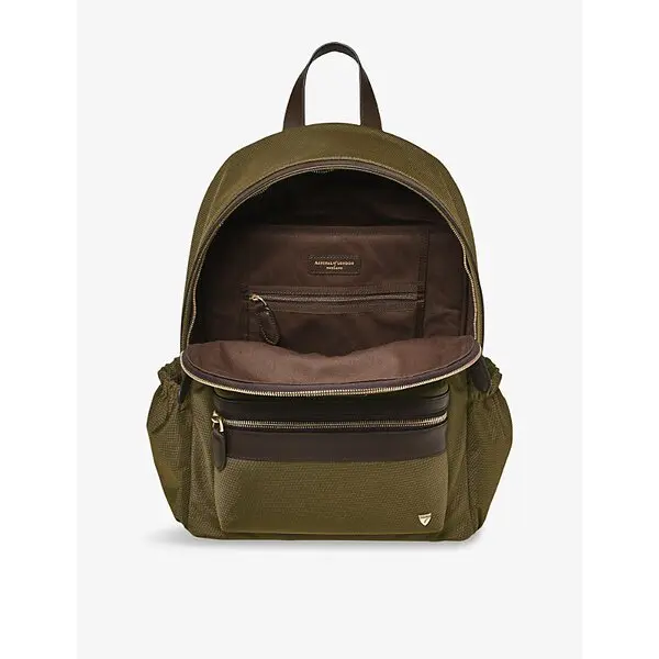 ASPINAL OF LONDON Logo-embellished Woven Backpack - Khaki