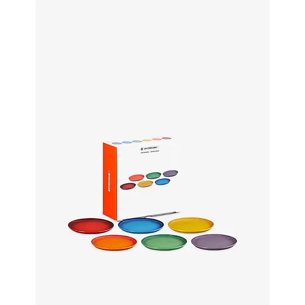 LE CREUSET Stoneware Coupe Side Plates Set Of Six Worth £126 - Rainbow