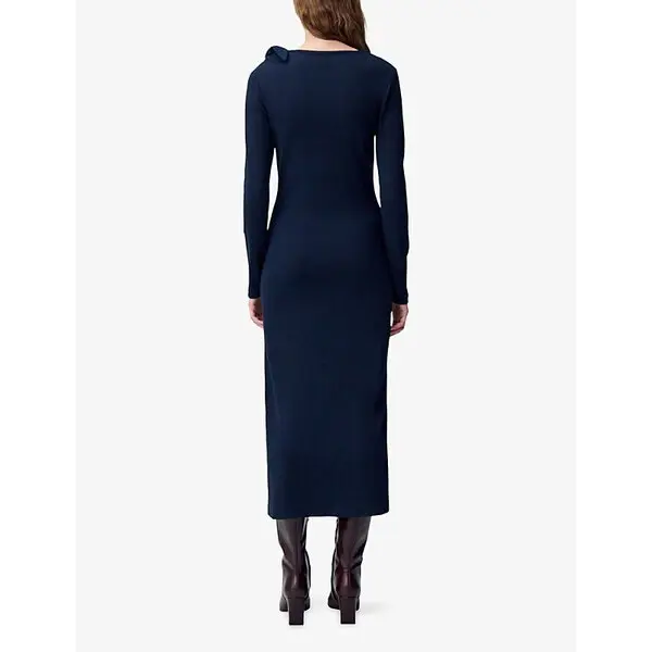 Claudie Pierlot Slim-fit Stretch-knit Midi Dress - Navy