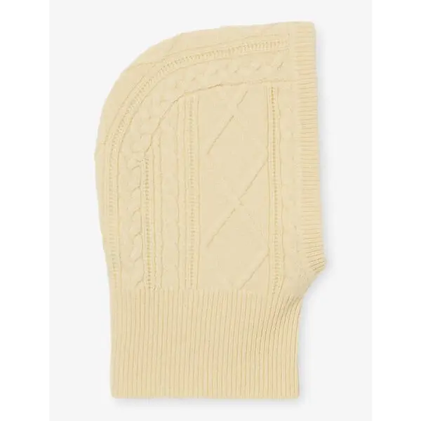 Claudie Pierlot Cable-knit Wool And Cashmere-blend Balaclava - Baby Yellow