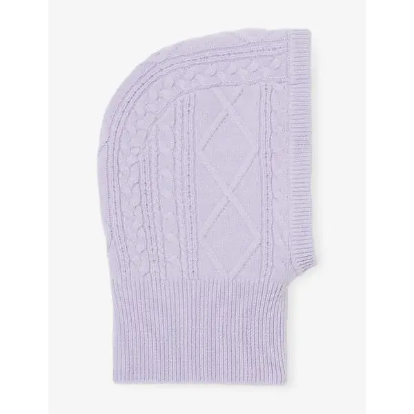 Claudie Pierlot Cable-knit Wool And Cashmere-blend Balaclava - Light Purple