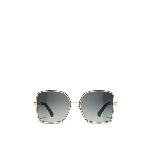 Chanel Polarised Square-frame Metal Sunglasses - Gold