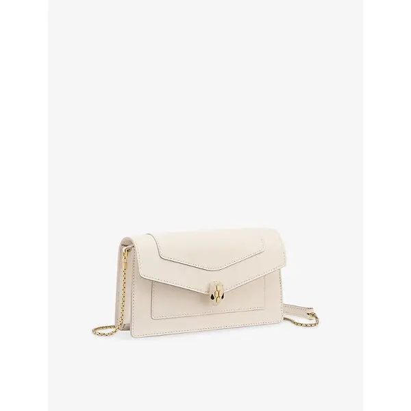 BVLGARI Serpenti Forever Chain Leather Pochette - White