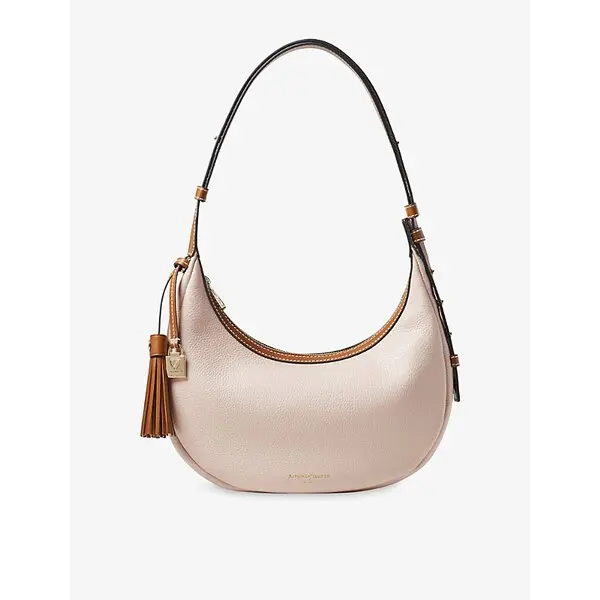 ASPINAL OF LONDON Hudson Crescent Small Suede Shoulder Bag - Neutral