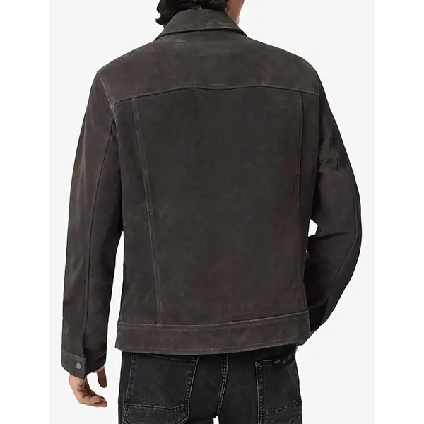 ALLSAINTS Rhone Collared Suede Jacket - Anthracite Gre