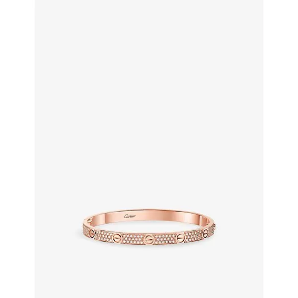 CARTIER Love Pavéd Medium 18ct Rose-gold And 1.67ct Diamond Bracelet - Rose Gold