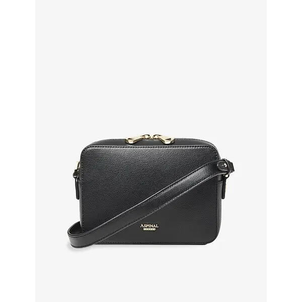 ASPINAL OF LONDON Leather Camera Bag With Logo Plaque - Black