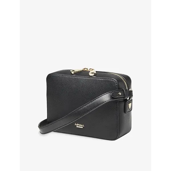 ASPINAL OF LONDON Leather Camera Bag With Logo Plaque - Black