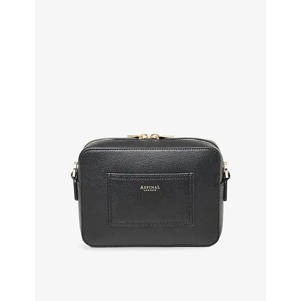 ASPINAL OF LONDON Leather Camera Bag With Logo Plaque - Black
