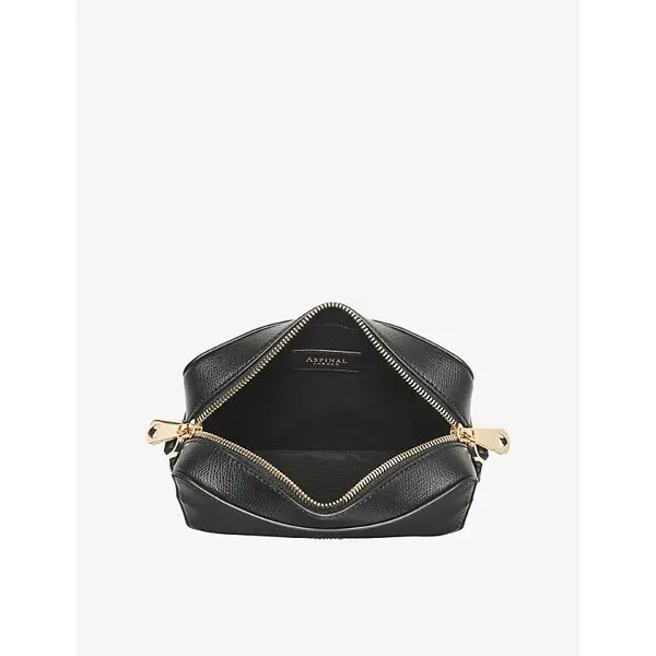 ASPINAL OF LONDON Leather Camera Bag With Logo Plaque - Black