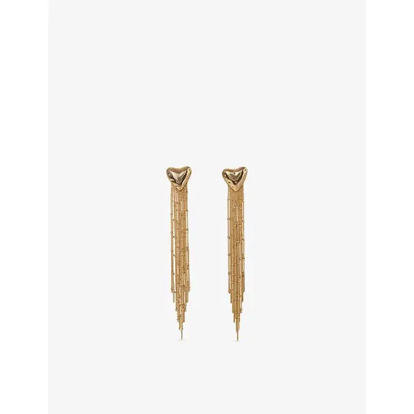 Claudie Pierlot Heart Chain Drop Earrings - Metalliques