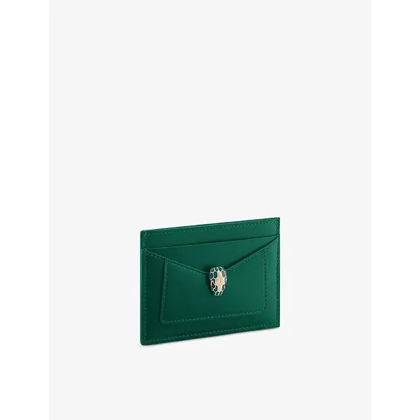 BVLGARI Serpenti Forever Leather Card Holder - Green
