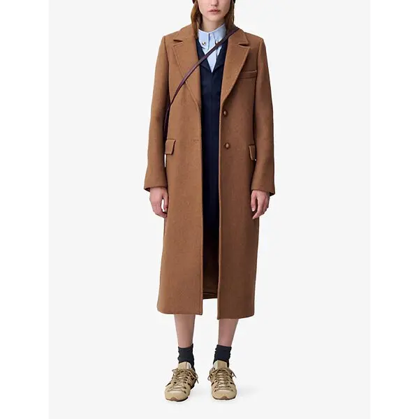 Claudie Pierlot Long Single-breasted Wool-blend Coat