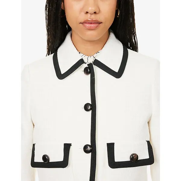ME+EM Contrast-trim Cropped Tweed Jacket