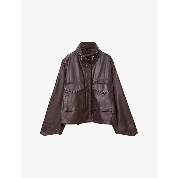 ALLSAINTS Clay Funnel-neck Leather Jacket