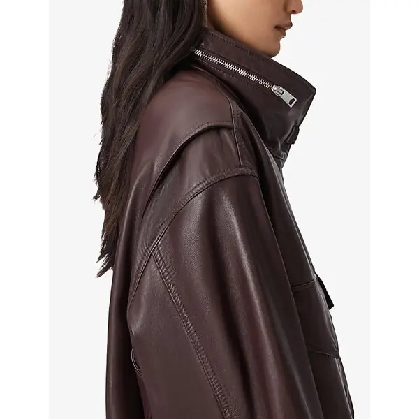 ALLSAINTS Clay Funnel-neck Leather Jacket