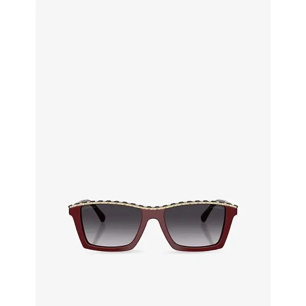Chanel Rectangle Frame Sunglasses - Red