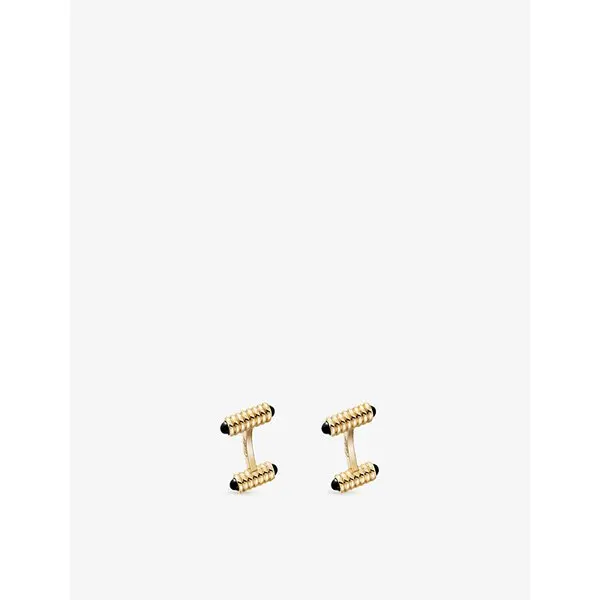 CARTIER Spring Motif 18ct Yellow And Onyx Cufflinks - Gold